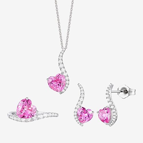 Click here for Womens Lab Created Pink Sapphire Sterling Silver H... prices