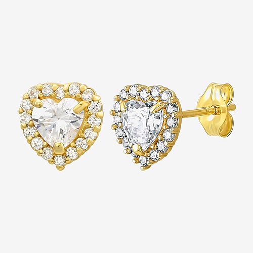 Click here for Cubic Zirconia 14K Gold 7mm Heart Stud Earrings  O... prices