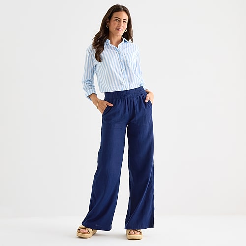 Click here for St. Johns Bay Womens Wide Leg High Rise Pull-On Pa... prices