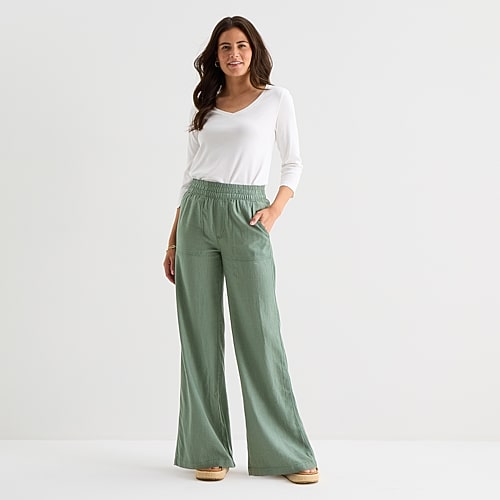 Click here for St. Johns Bay Womens Wide Leg High Rise Pull-On Pa... prices