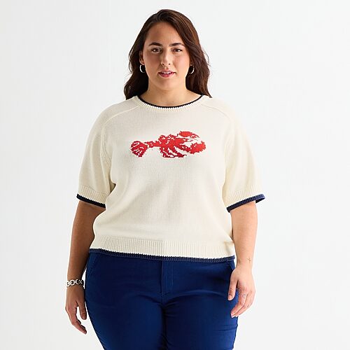 Click here for St. Johns Bay Plus Womens Crew Neck Elbow Sleeve P... prices