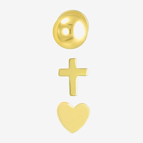 Click here for Gold Addiction Womens 10K Gold Ball Cross Heart 3... prices