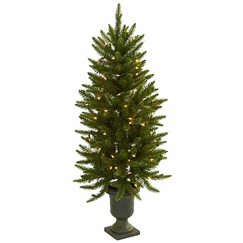 Nearly Natural 4 Foot In Urn Pre-Lit Christmas Tree  One Size  Green