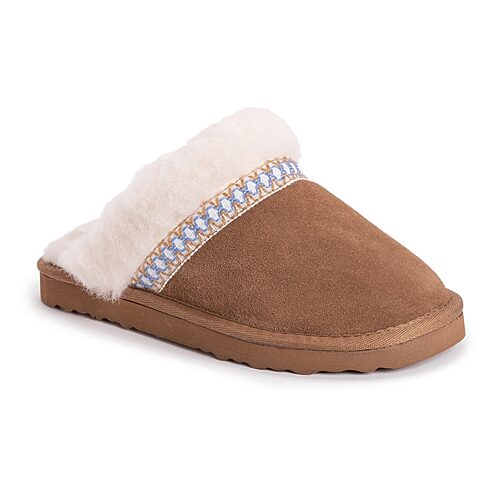 Click here for Muk Luks Womens Dawn Suede Scuff - Caramel prices