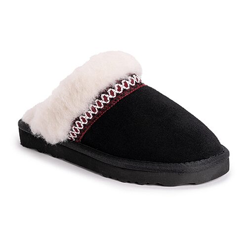 Click here for Muk Luks Womens Dawn Suede Scuff - Ebony prices