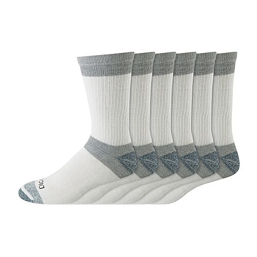 Dickies Dri-Tech Max Cushion Work Mens 6 Pair Crew Socks  10-13  White