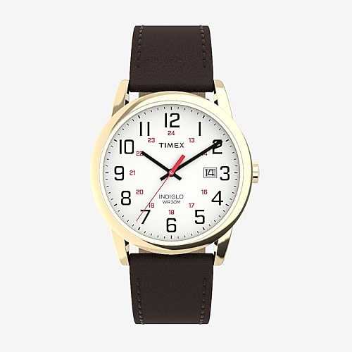 Click here for Mens Timex(R) Easy Reader(R) White Dial Leather Wa... prices