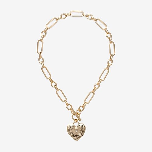 Click here for Bold Elements Gold Tone Womens Glass Heart 18 Inch... prices