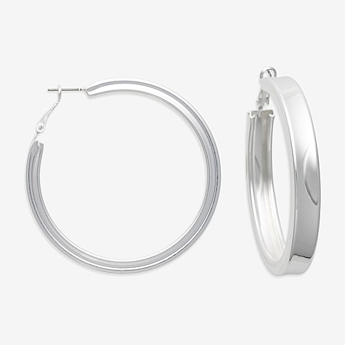 Click here for Bold Elements Silver Tone Womens 61.1mm Hoop Earri... prices
