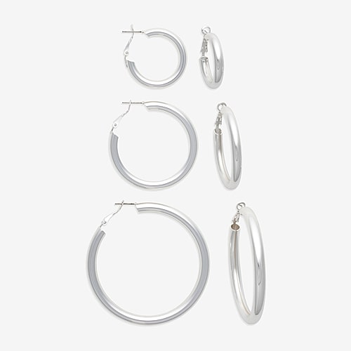 Click here for Bold Elements Silver Tone Womens 3 Pair Earring Se... prices