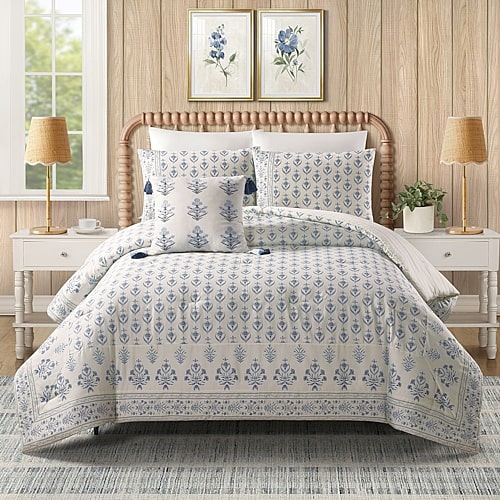 spartina 449 Peeples Song 3-pc. Floral Reversible Comforter Set  One Size  Blue