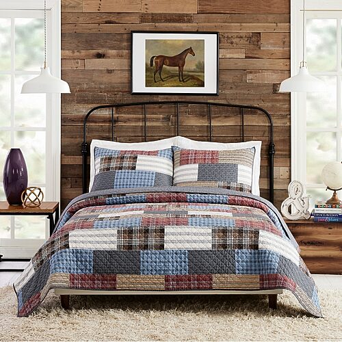Click here for Modern Heirloom Cabin Patchwork 3-pc. Plaid Quilt... prices