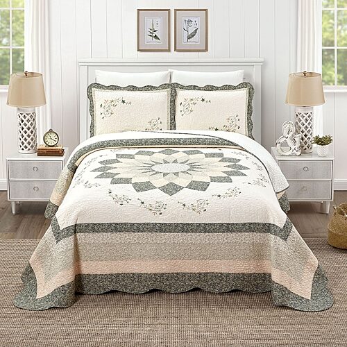 Click here for Modern Heirloom Harper Pieced Floral Bedspread  On... prices