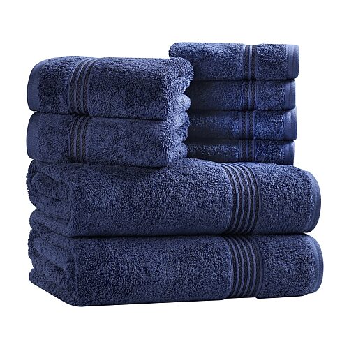 Superior Egyptian Cotton 8-Pc. Towel Set - Navy Blue