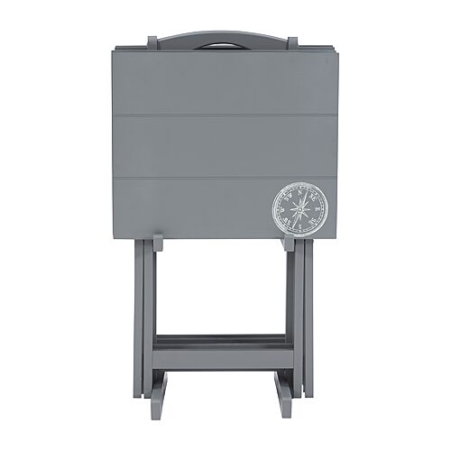 Click here for Compass 5-Piece Tv Tray Table Set  One Size  Gray prices