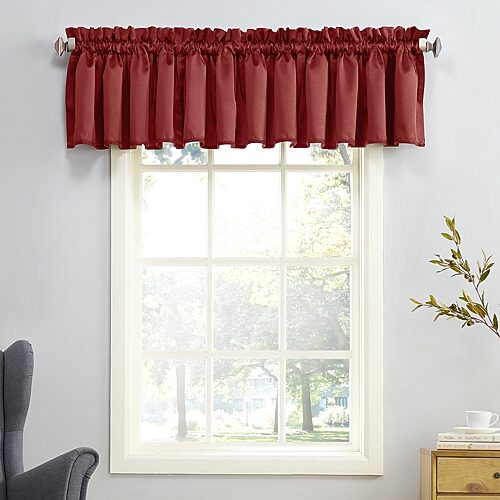 Sun Zero Emory Rod Pocket Tailored Valance  One Size  Red