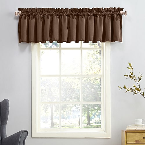 Sun Zero Emory Rod Pocket Tailored Valance  One Size  Brown