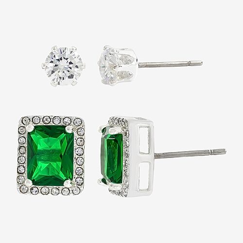 Click here for Sparkle Allure Womens Green Crystal 2 Pair Earring... prices