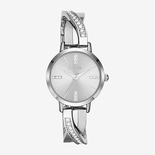 Click here for Geneva Womens Crystal Accent Silver Tone Bracelet... prices
