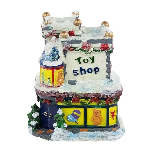 Click here for Northlight 4 Glittered Snowy Toy Shop Building Chr... prices