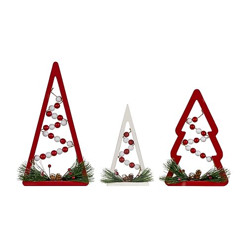 Click here for Northlight 11.75 Red And White Beaded Trees Wooden... prices