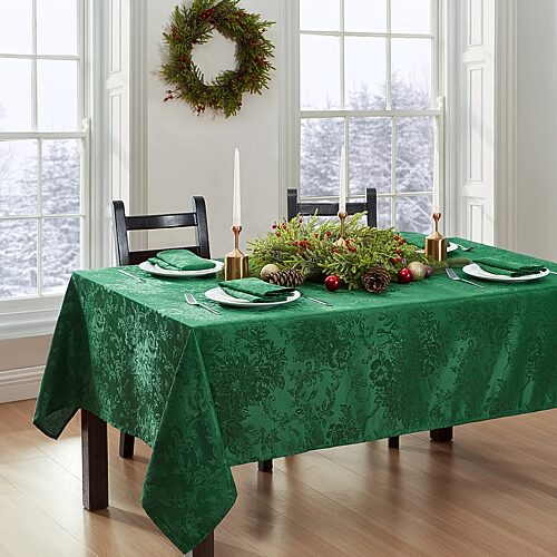 Click here for Elrene Poinsettia Elegance Jacquard Holiday Tablec... prices