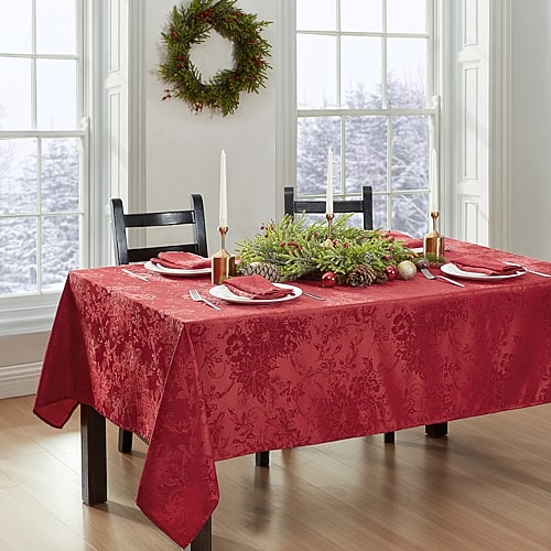 Click here for Elrene Poinsettia Elegance Jacquard Holiday Tablec... prices