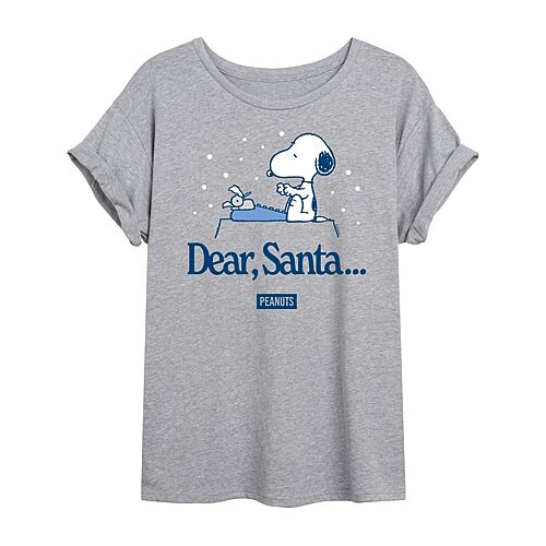 Click here for Snoopy Santa Tee Womens Crew Neck Short Sleeve Sno... prices