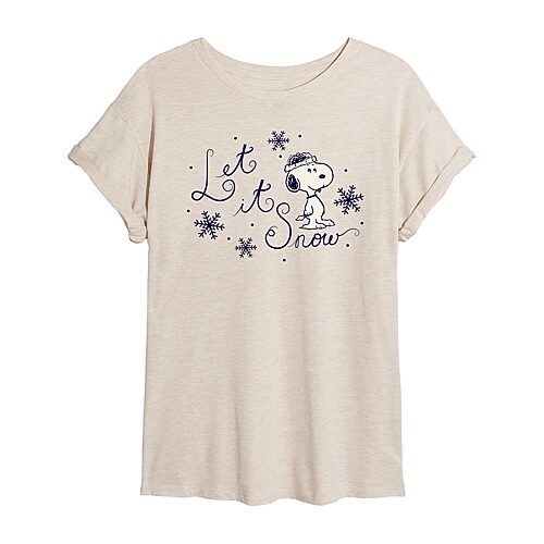 Click here for Peanuts Let It Snow Tee Womens Juniors Crew Neck S... prices
