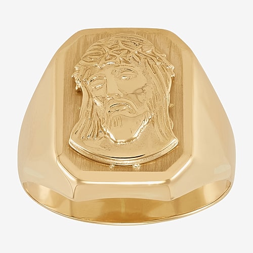 Click here for Jesus Mens 14K Gold Signet Ring  9  Yellow prices