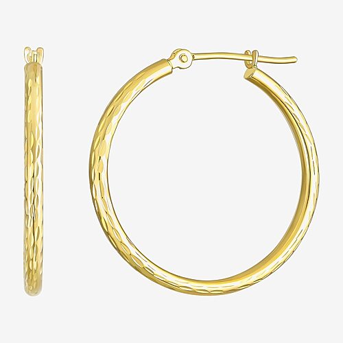 Click here for Womens 10K Gold 25mm Round Hoop Earrings  One Size prices