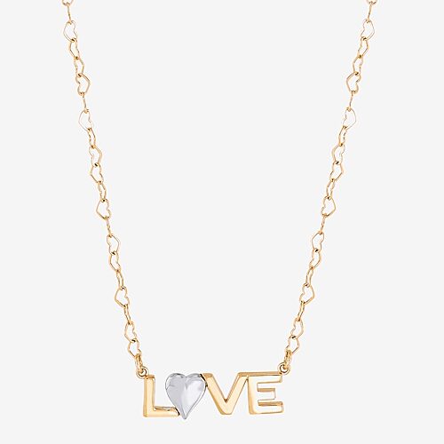 Click here for Love Womens 10K Two Tone Gold Heart 18 Inch Pendan... prices