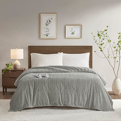 Click here for Serta Corded Plush Heated Blanket  One Size  Gray prices