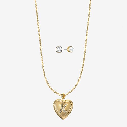 Click here for Monet Jewelry Gold Tone Initial Womens Glass Heart... prices