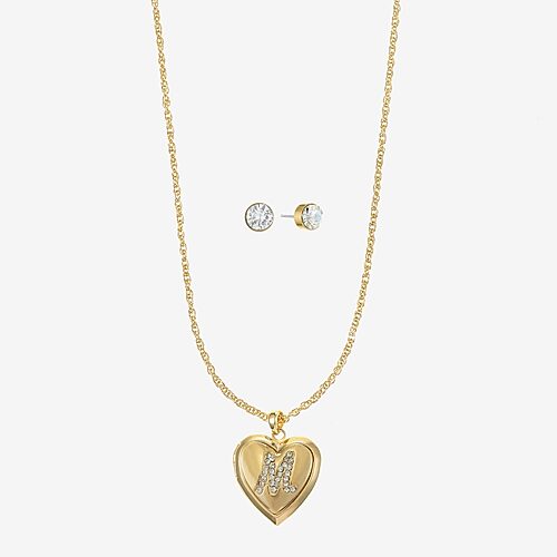 Click here for Monet Jewelry Gold Tone Initial Womens Glass Heart... prices