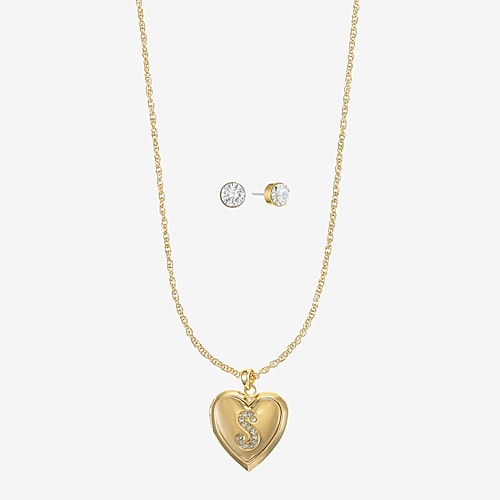 Click here for Monet Jewelry Gold Tone Initial Womens Glass Heart... prices