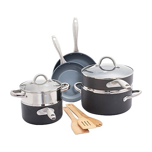 GreenPan Lima Healthy Hard Anodized Ceramic Non-Stick 12-pc. Cookware Set  One Size  Gray