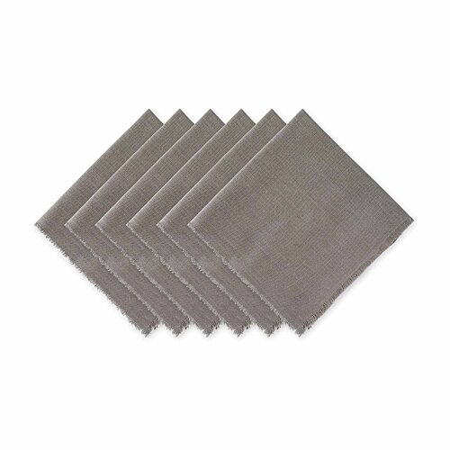 Click here for Solid Gray Heavyweight Fringed Napkin Set of 6 - G... prices