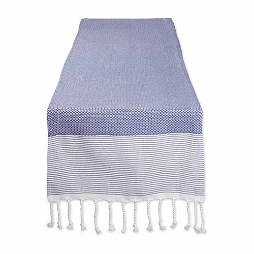 Click here for Design Imports French Blue Bordered Dobby Table Ru... prices