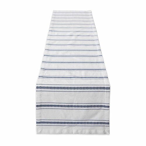 Click here for Design Imports Zig Dobby Stripe Table Runner - Blu... prices