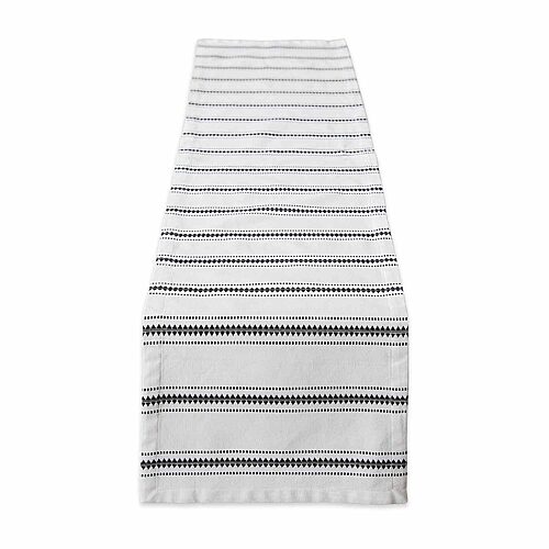 Click here for Design Imports Zig Dobby Stripe Table Runner - Bla... prices