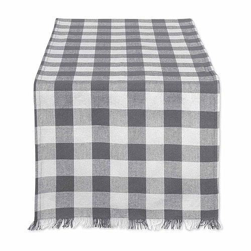 Click here for Design Imports Gray Heavyweight Check Fringed Tabl... prices