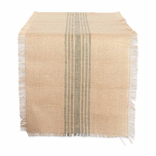 Design Imports Mineral Middle Stripe Burlap Table Runner  One Size  Brown