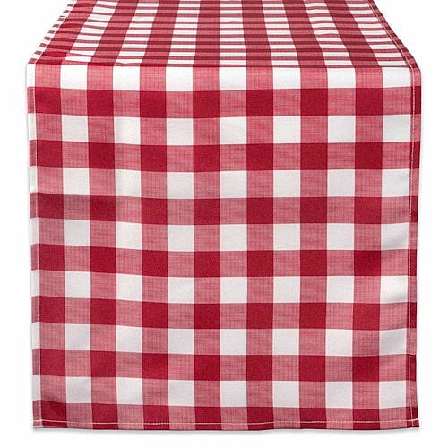 Click here for Design Imports Tango Red Check Outdoor Table Runne... prices