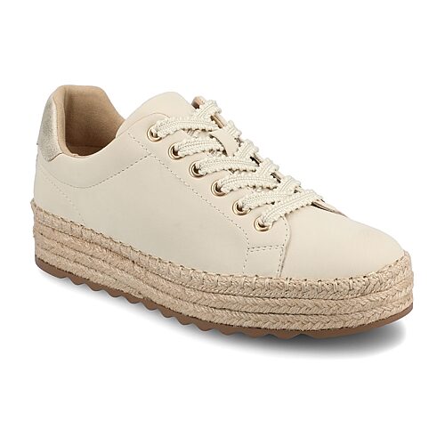 Journee Collection Womens Cosima Esapdrille Round Toe Lace Up Sneakers - Bone  Gold