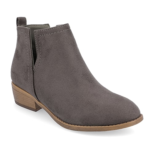 Journee Collection Womens Rimi Notched Ankle Stacked Heel Booties - Gray