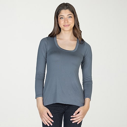 Click here for Womens 24/7 Comfort Apparel Solid Long Sleeve Scoo... prices