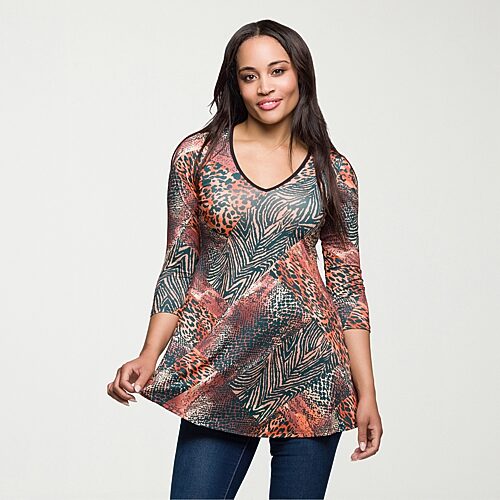 Click here for Womens 24/7 Comfort Apparel Animal V-Neck Tunic prices