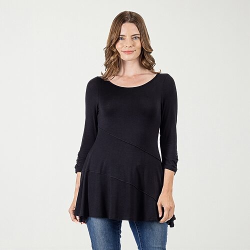 Click here for Womens 24/7 Comfort Apparel Ruched Sleeve Swing Tu... prices