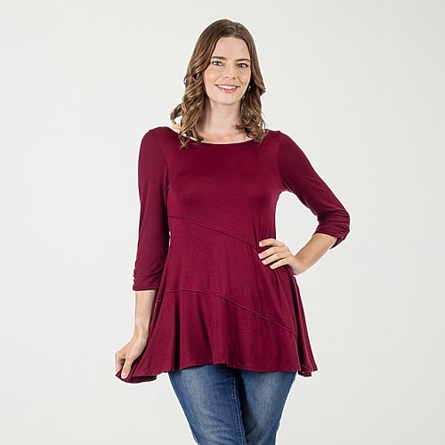 Click here for Womens 24/7 Comfort Apparel Ruched Sleeve Swing Tu... prices